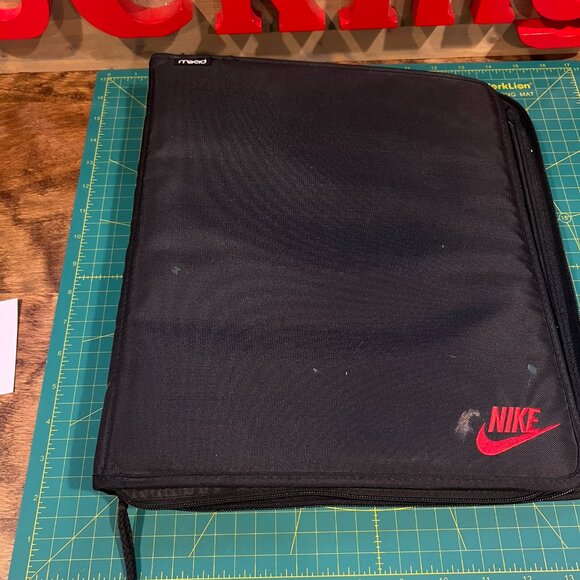 Nike | Accessories | Vintage Nike Mead Zipper Binder Bred Spell Out ...